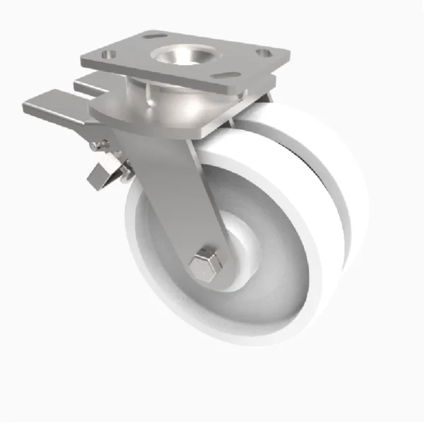 Nylon Plate Swivel Castor Brake 200mm 1500kg Load | BIL Group