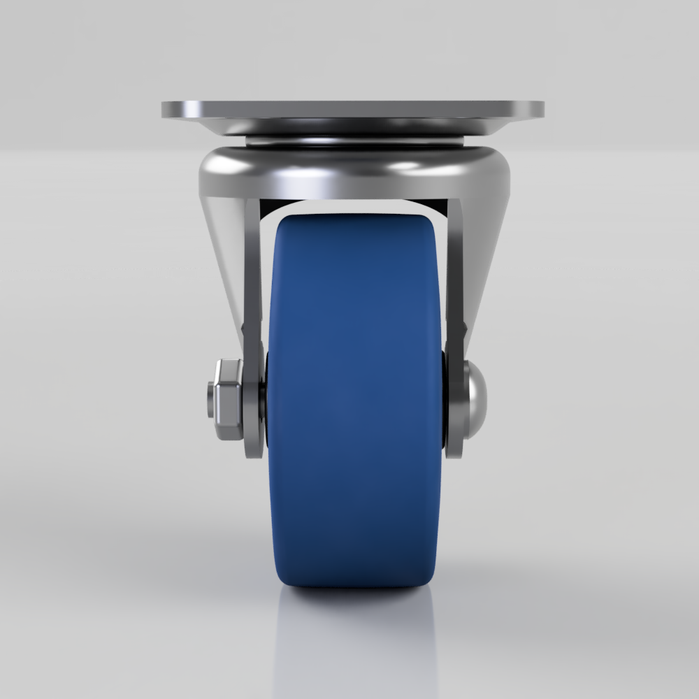 Blue Elastic Rubber 65 ShoreA Plate Swivel Castor 50mm 50kg Load | BIL ...