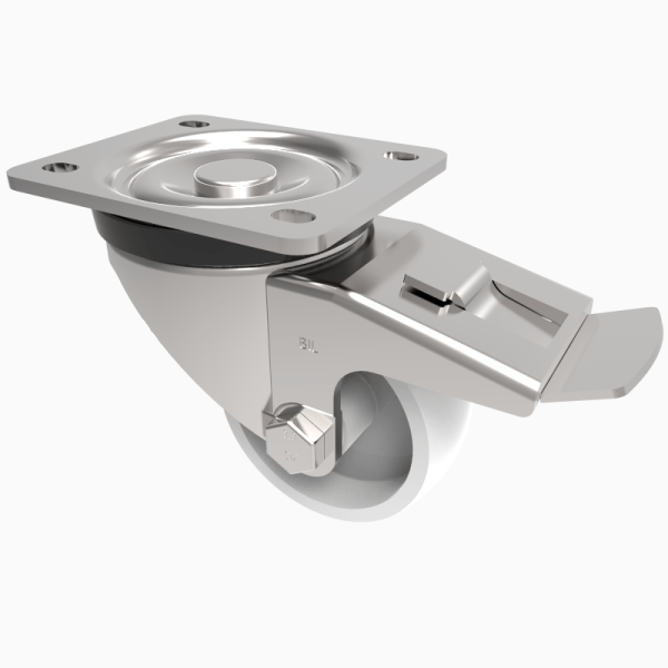 Nylon Plate Swivel Castor Brake 80mm 250kg Load | BIL Group