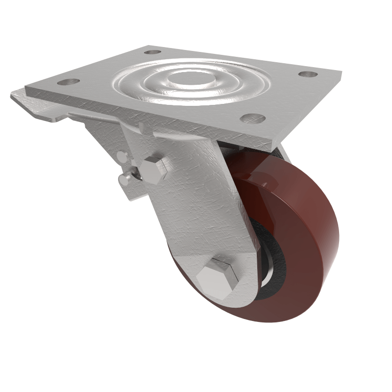 Polyurethane Cast Iron Plate Swivel Castor Brake 100mm 300kg Load | BIL ...