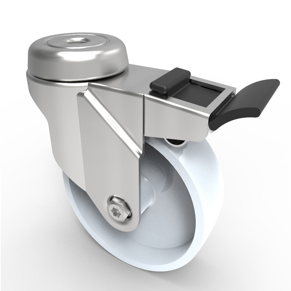 Nylon Bolt Hole Swivel Castor Brake 100mm 90kg Load | BIL Group