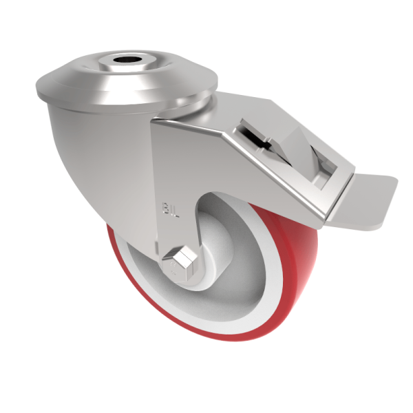 Polyurethane Nylon Bolt Hole Swivel Castor Brake 100mm 180kg Load | BIL ...