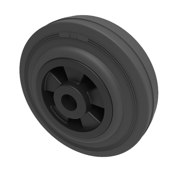 Black Rubber 125mm Plain Bore Wheel 90kg Load | BIL Group