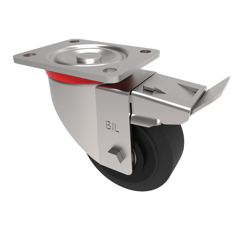 Elastic Rubber Cast Iron Plate Swivel Castor Brake 125mm 300kg Load ...