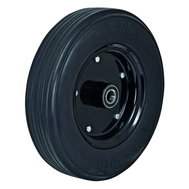Black Rubber Pressed Steel 355mm Roller Bearing Wheel 400kg Load | BIL ...