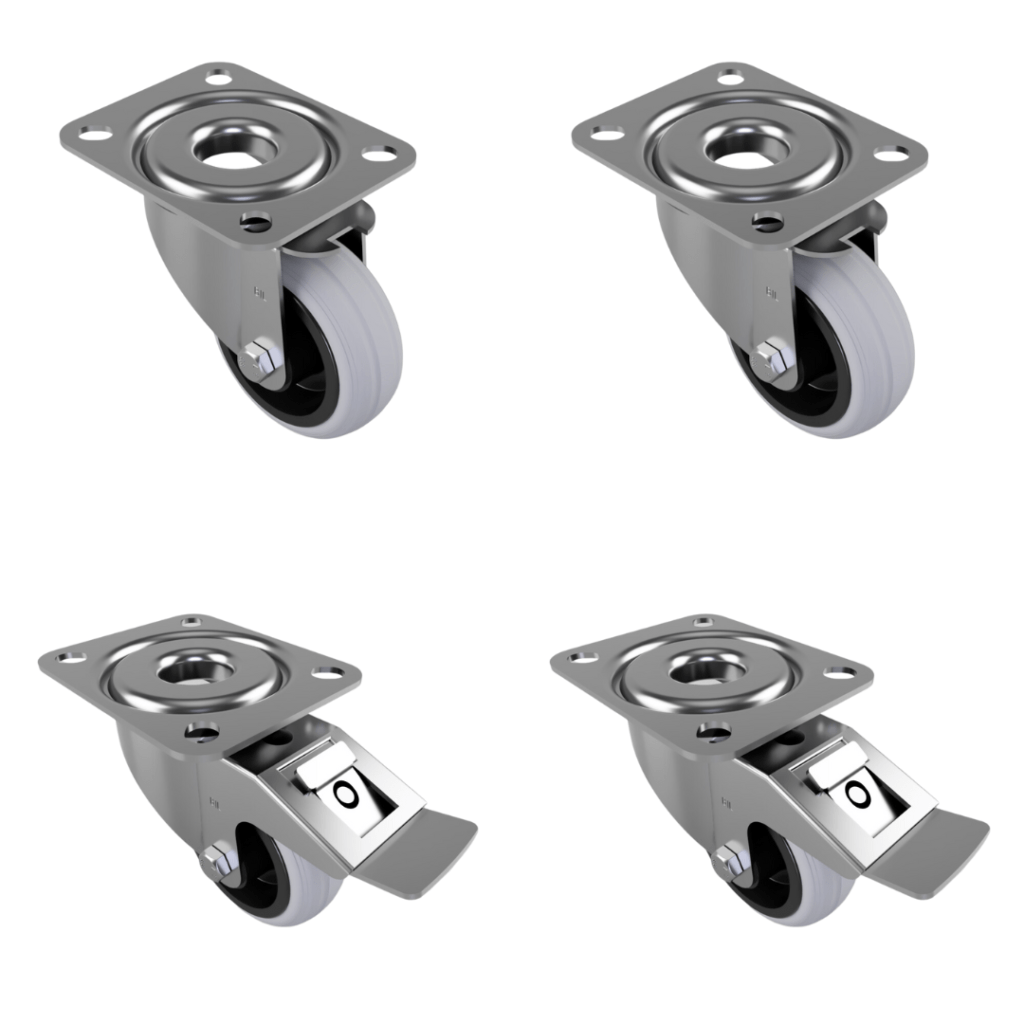 4 Pack Grey Rubber Plate 80mm – Various Configurations | BIL Group